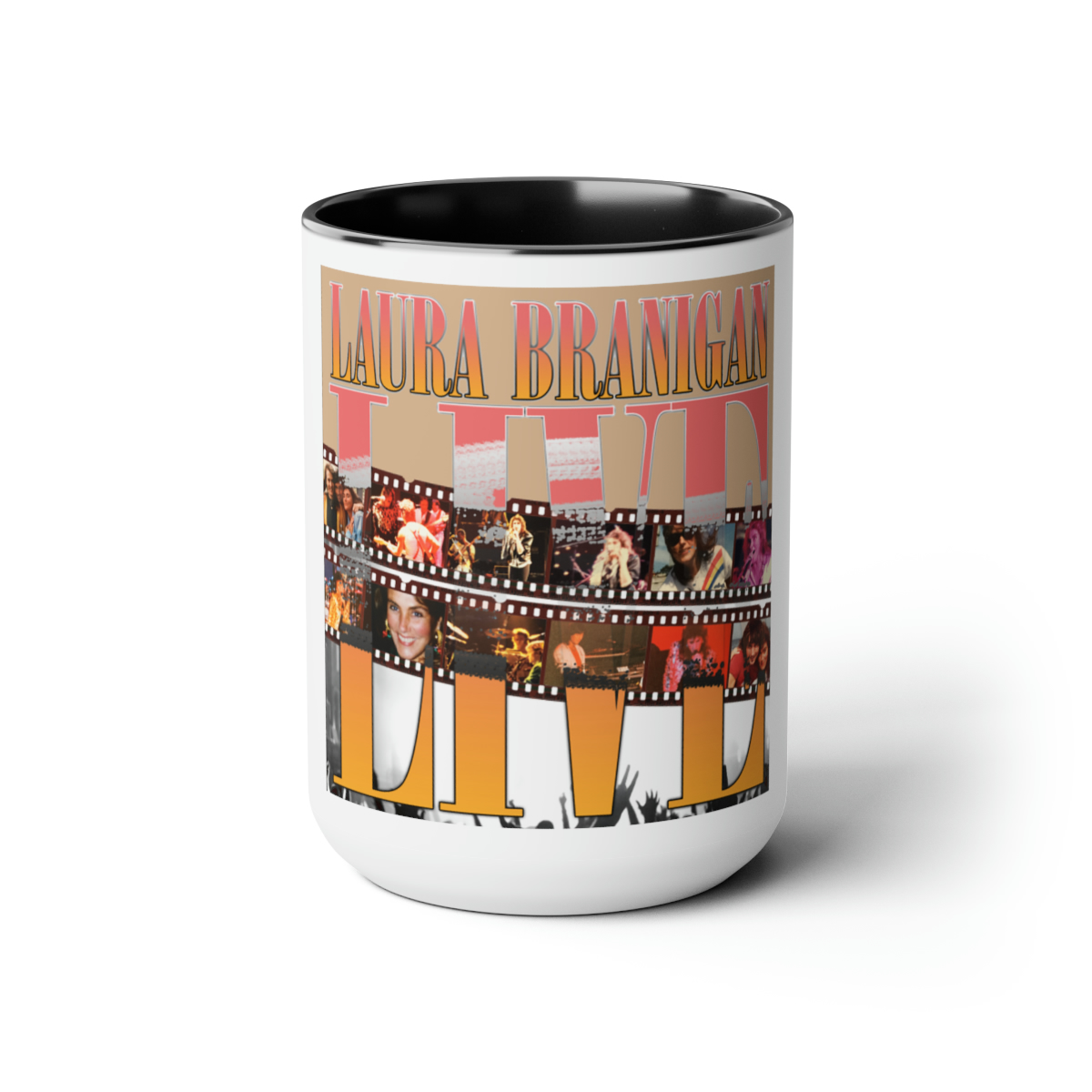 Laura Branigan Live! Two-Tone Coffee Mugs, 15oz | Kian Records